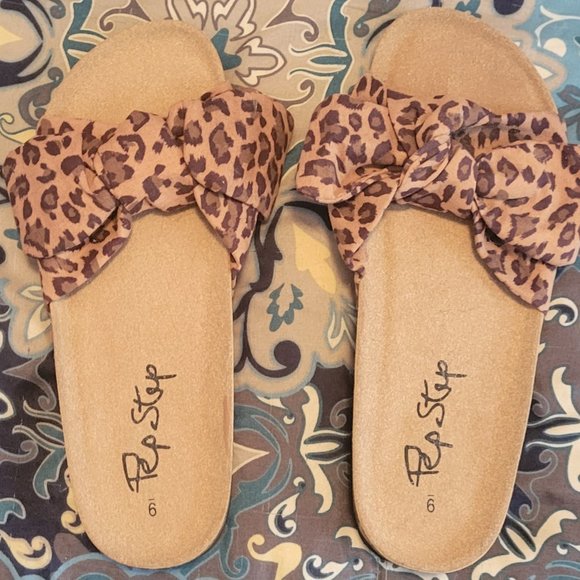 Pep Step | Shoes | Brand New Womens Pep Step Slide Sandals Dark Leopard ...